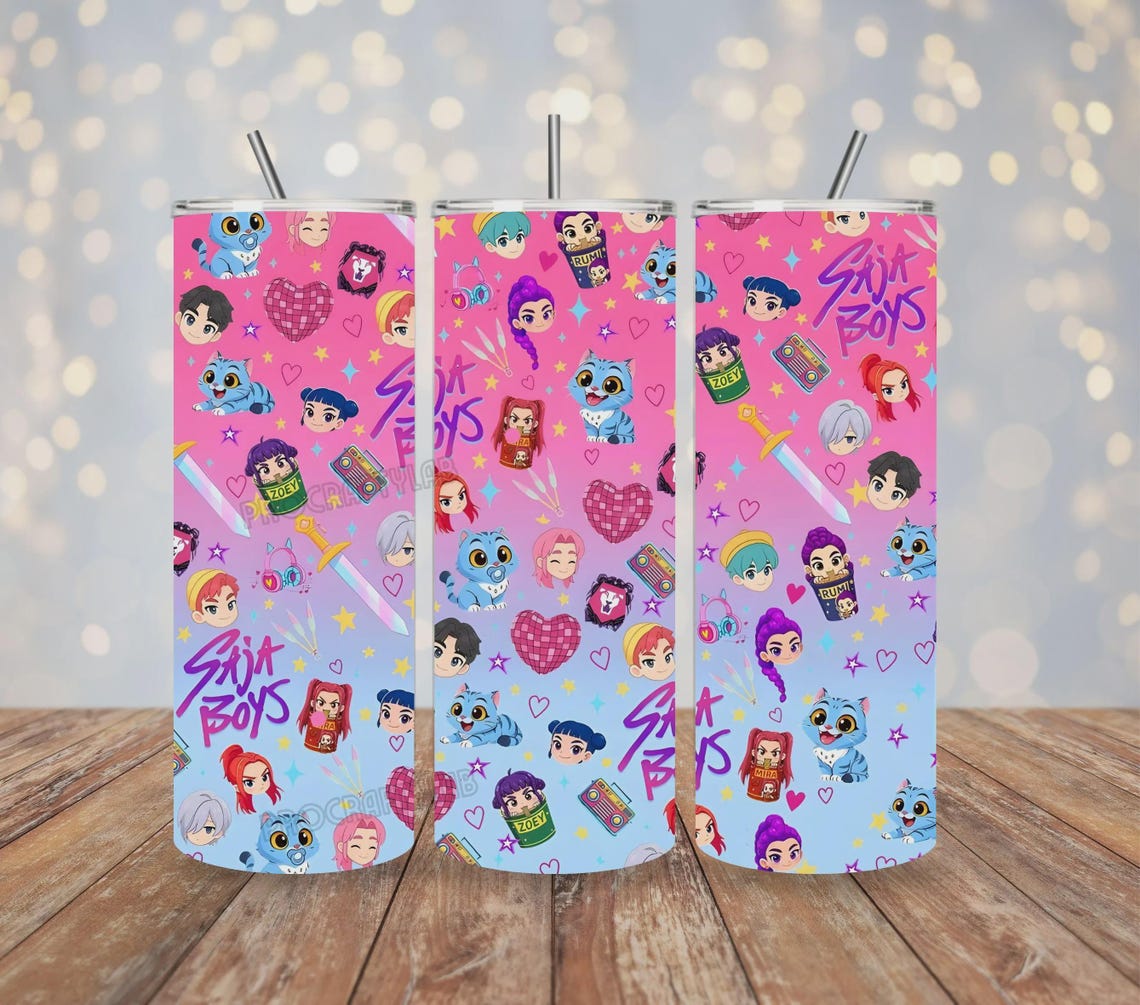 Huntrix Tumbler Wrap PNG , Pattern 20oz Kpop Demon Hunter Fan Art ...