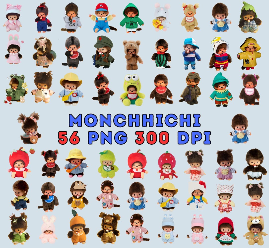 56 Monchii PNG Bundle , Monchhichi PNG , Baby Monkey Clipart, Trendy ...