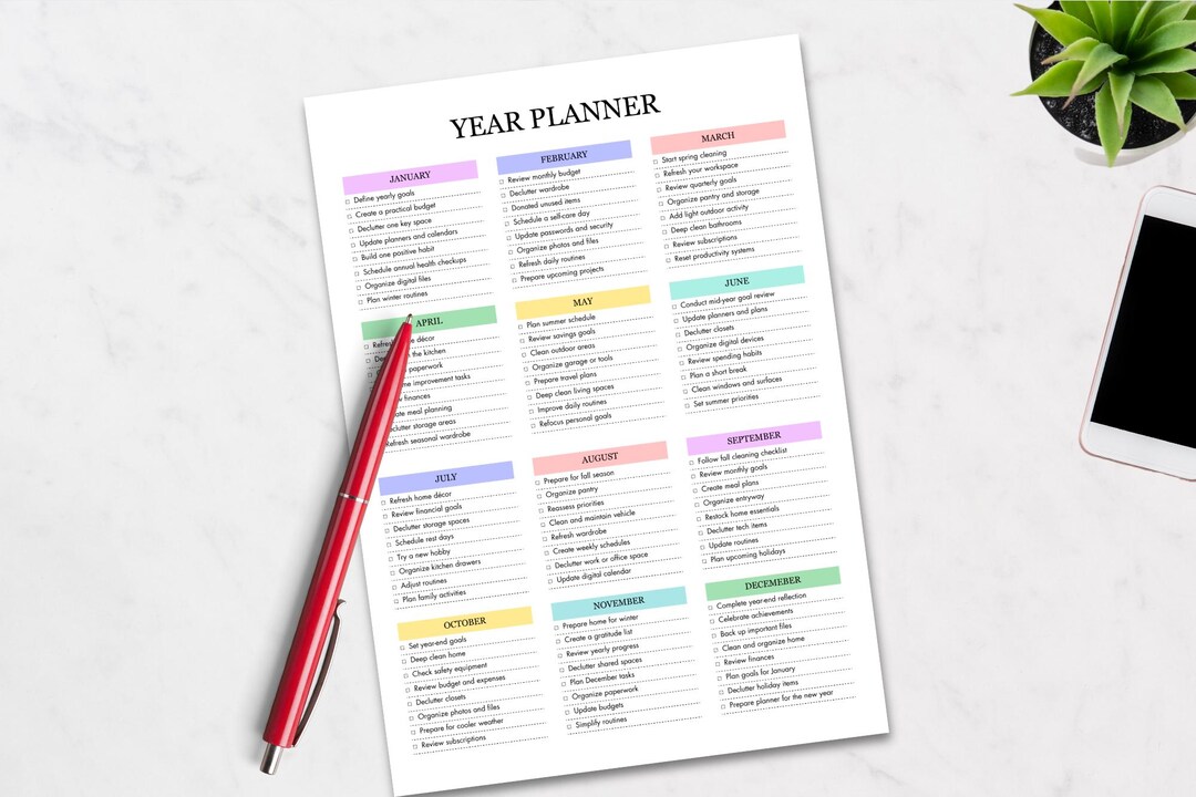 2026 Year Calendar Planner, Editable Minimalist Year Planner (undated ...