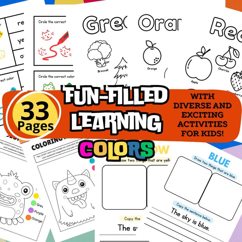 Learn Your Colors Fun Pack, Printable Activities for Kids, Drawing ...