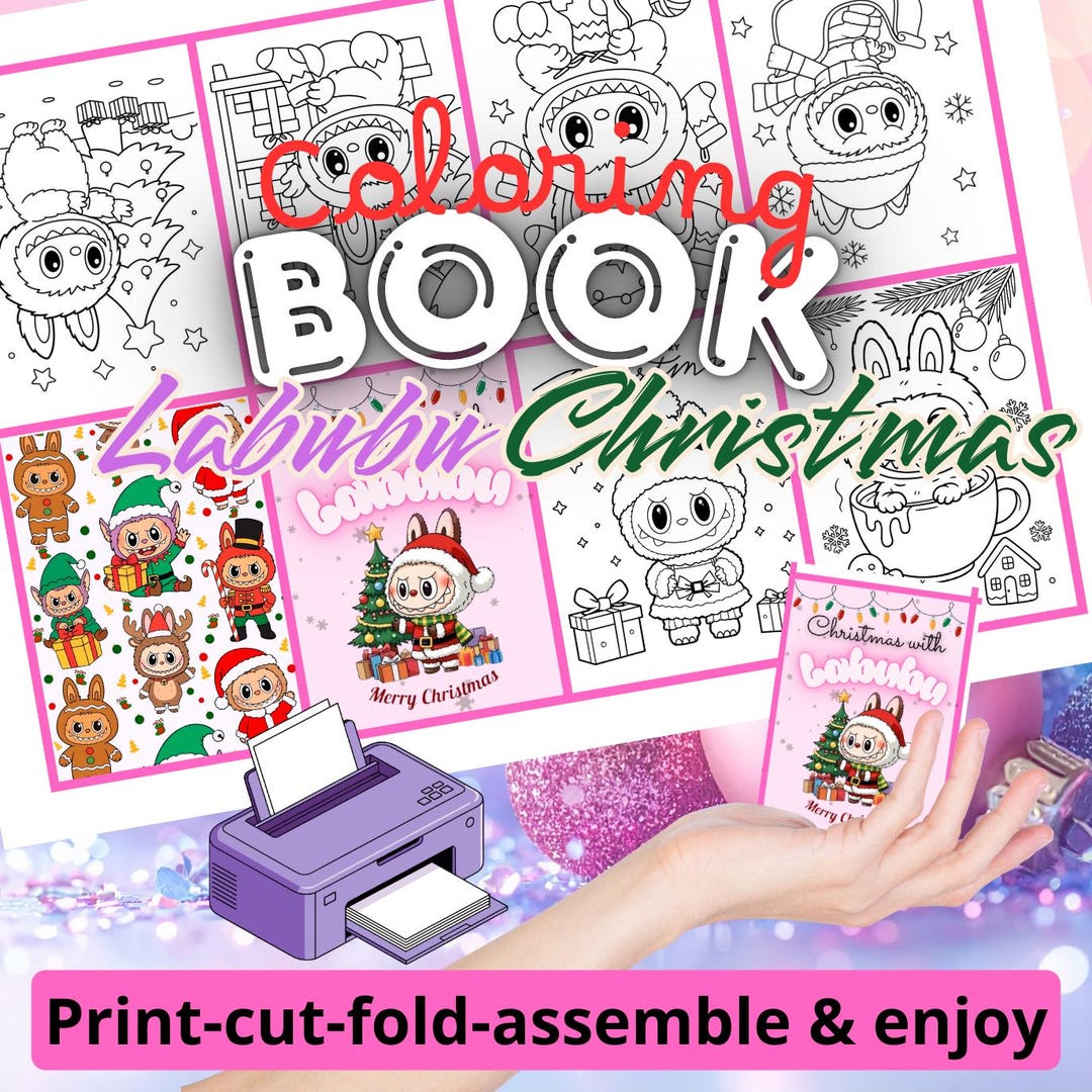 Mini Coloring Book, Labubu Christmas Book, Christmas Activities - Etsy
