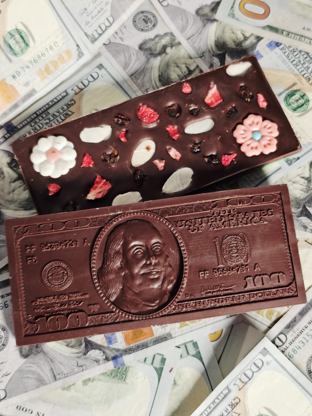 Black Chocolate Bar, 100 Bill Chocolate. Made by Order, Attracts Wealth ...
