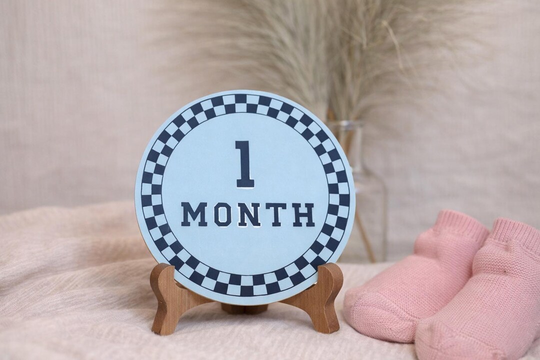 Checkered Wooden Baby Milestone Plaques | Monthly Milestone | Baby ...