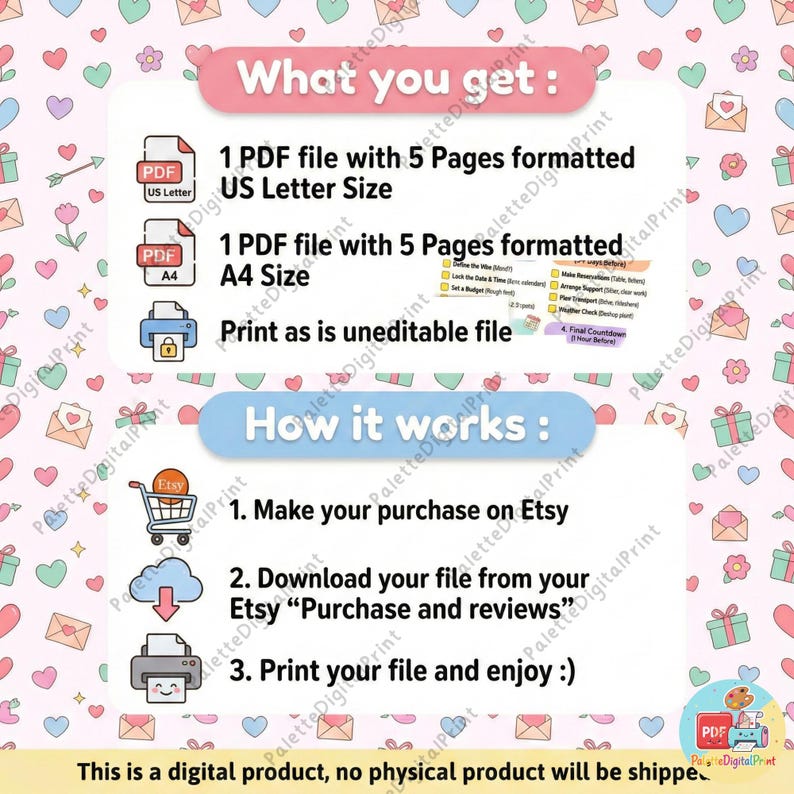 Valentine's Love Checklist Bundle | Digital Download | PDF FILE | A4 ...
