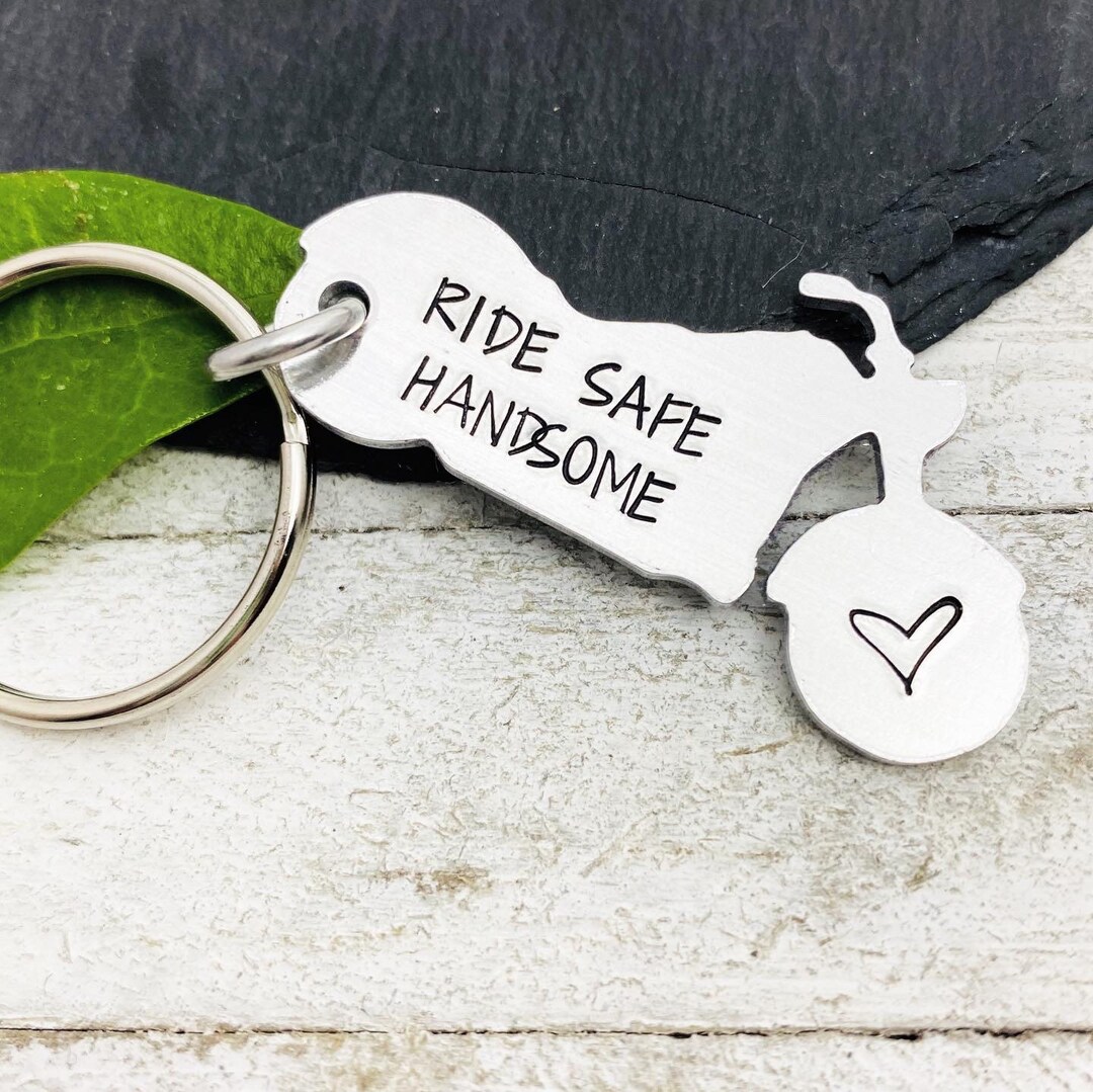 Motorcycle Keychain "ride SAFE Handsome" by Eight9designs - Etsy