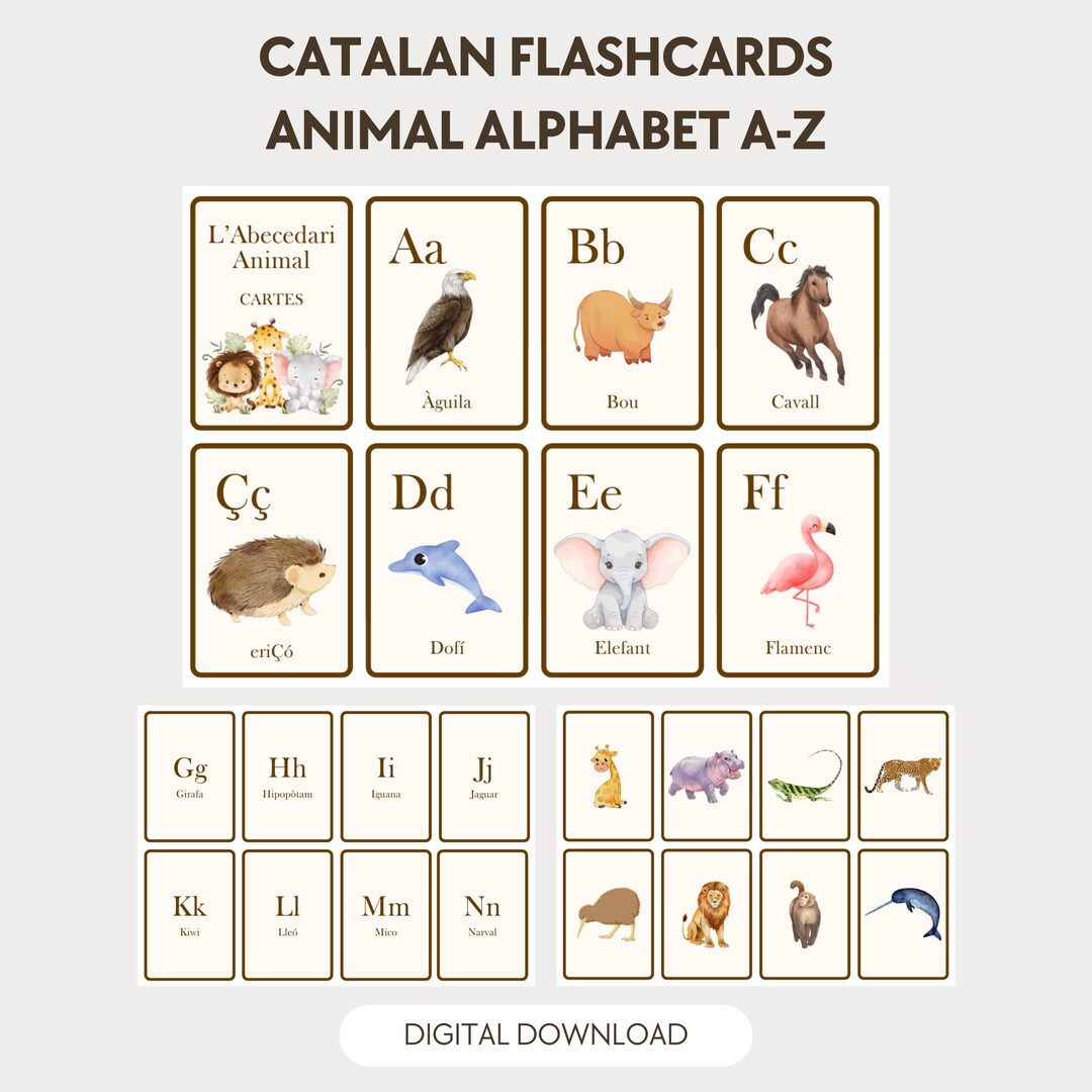 Catalan Animal Memory Game, Kids Matching Cards, Digital Download ...