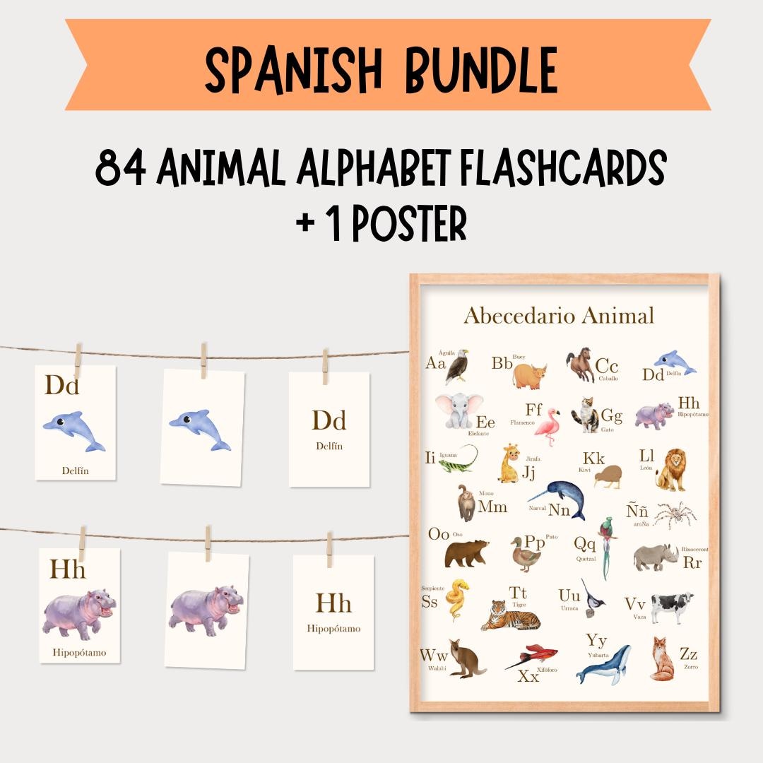 Spanish Animal Alphabet Bundle, Abecedario De Animales + Flashcards En ...
