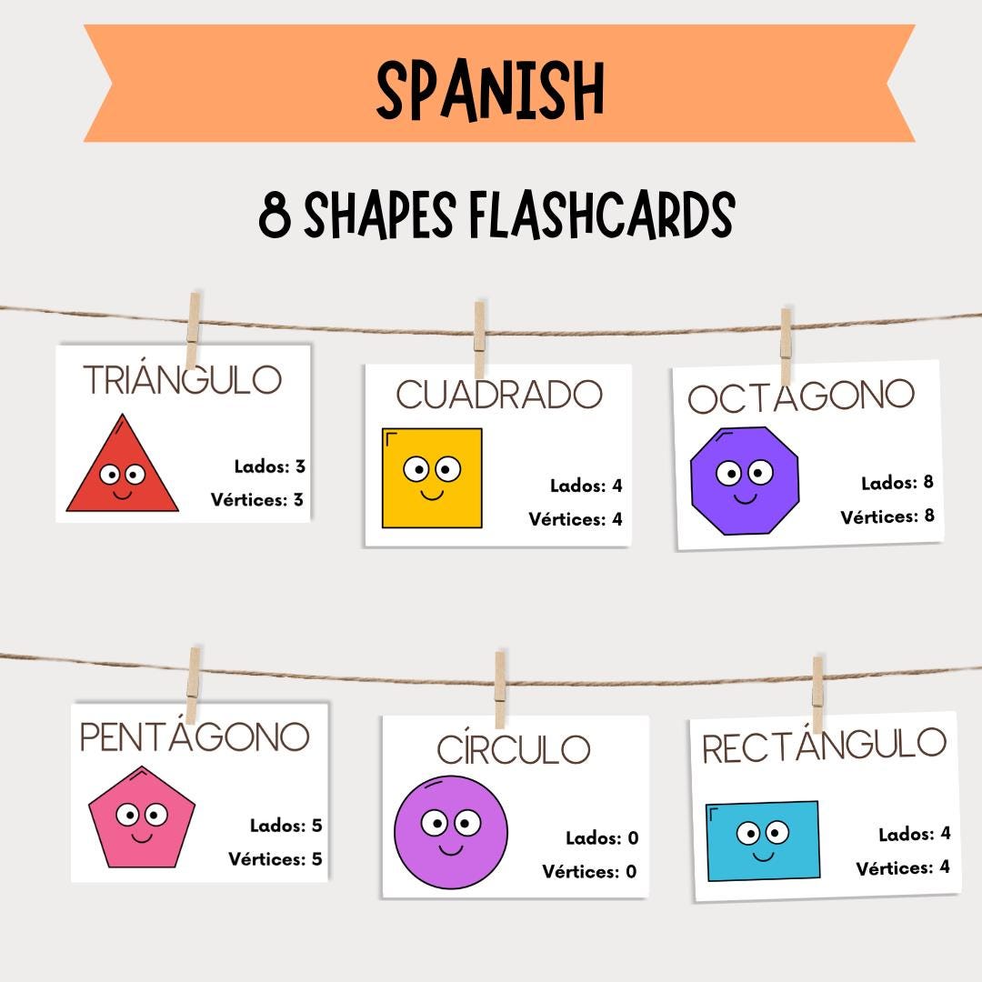 Spanish Shapes Flashcards, 8 Figuras Geométricas En Español, Montessori ...