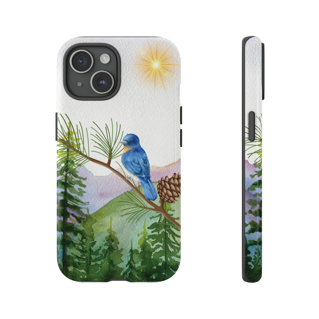 Blue Bird Phone Case, Watercolor Wildlife Cell Phone Case for iPhone ...