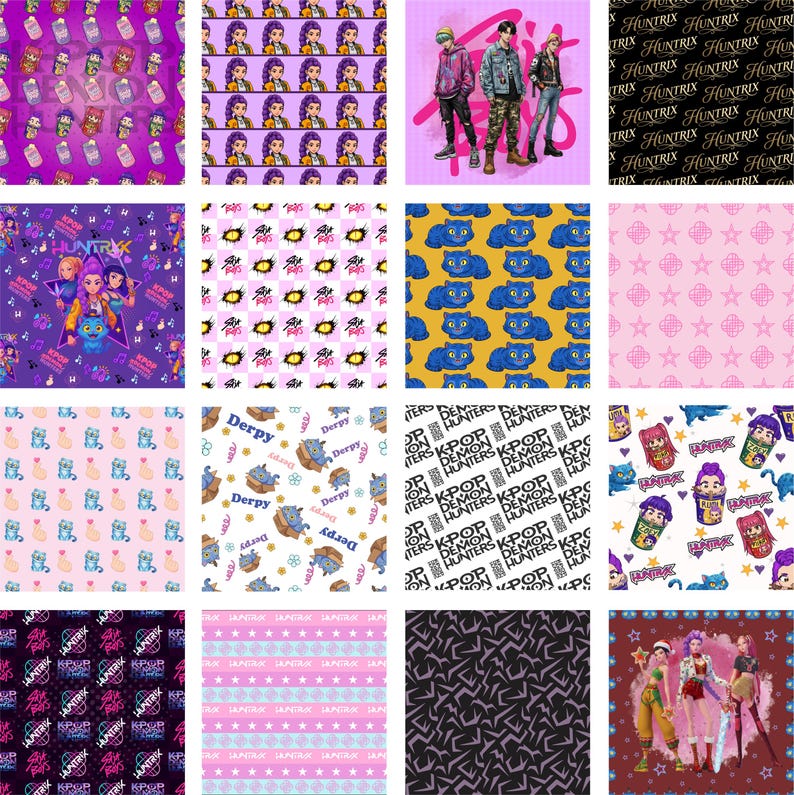 Kpop Demon Hunters Wrapping Paper Bundle | Huntrix Seamless PNG | Kpop ...