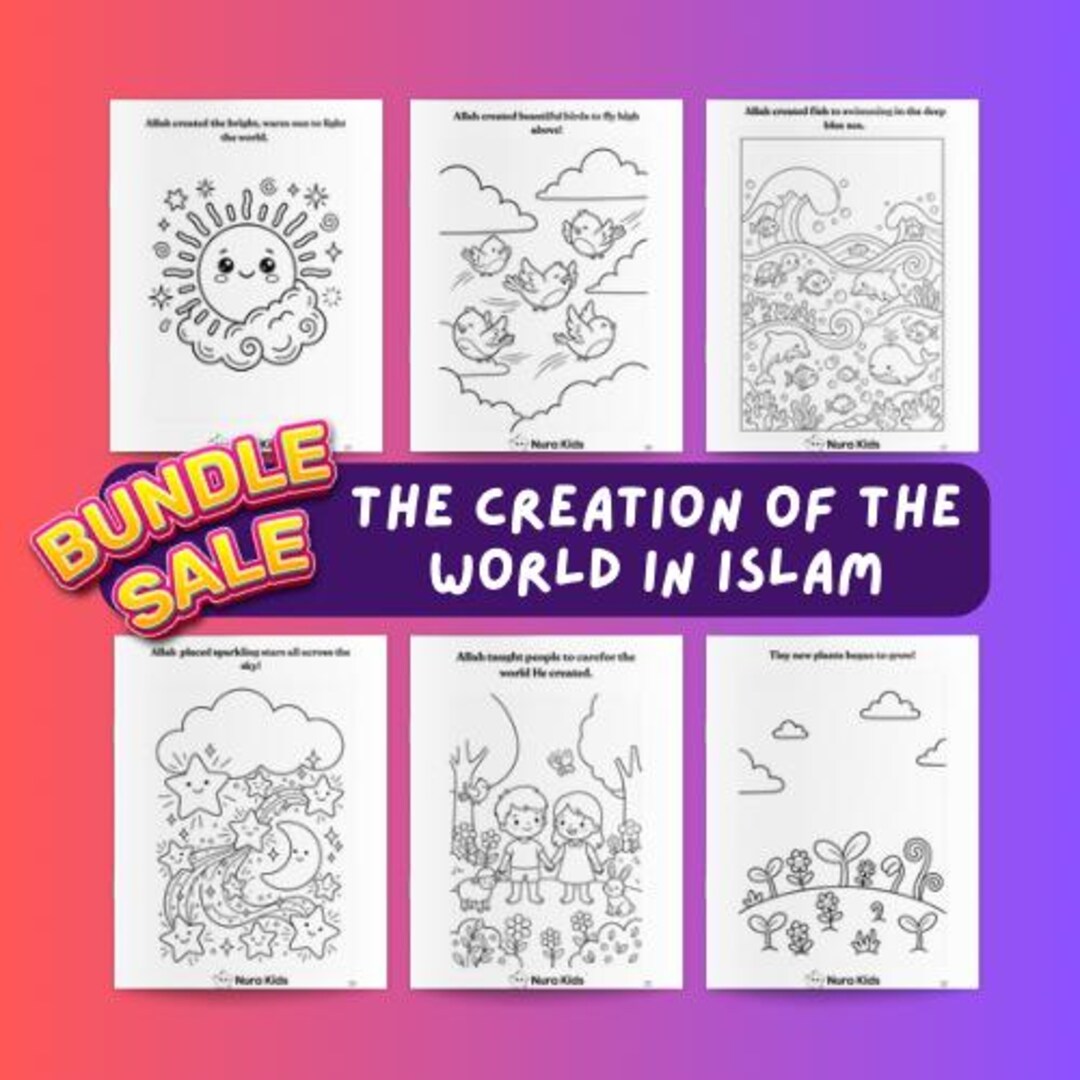 Bundle Creation of the World in Islam Coloring Book for Kids ...