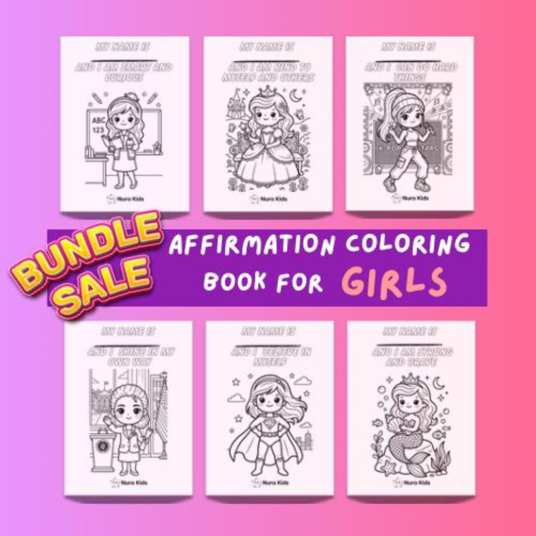 Bundle Empowering Affirmations Coloring Book for Girls | Printable ...