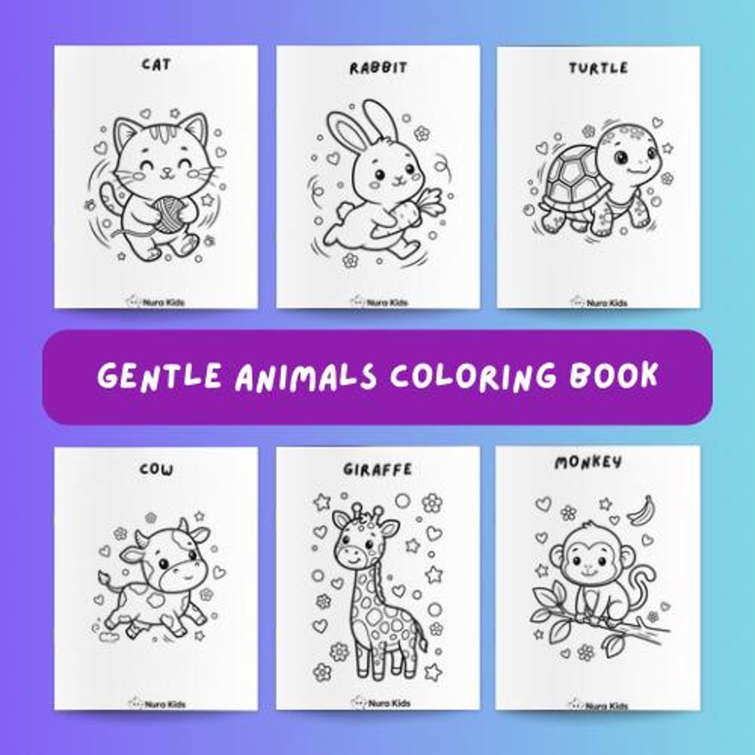 Gentle Animals Coloring Book for Kids – Printable Calm Animal Pages - Etsy