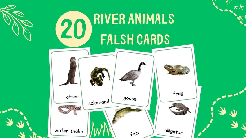 20 River Animals Flashcards | Printable Educational Cards for Kids ...