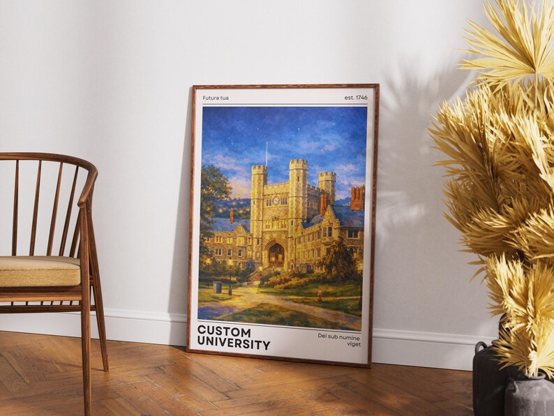 Custom College University Campus Artwork Graduation Gift Wall Decor - Etsy