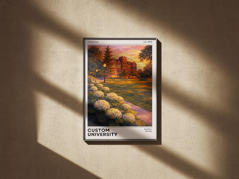 Custom College University Campus Artwork Graduation Gift Wall Decor - Etsy
