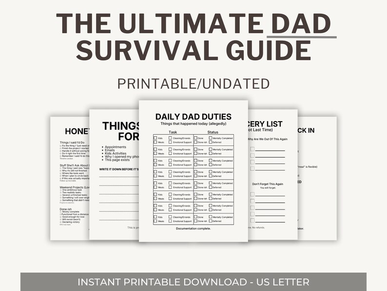Funny Dad Survival Binder Printable – Sarcastic Father's Day Gift - Dad ...