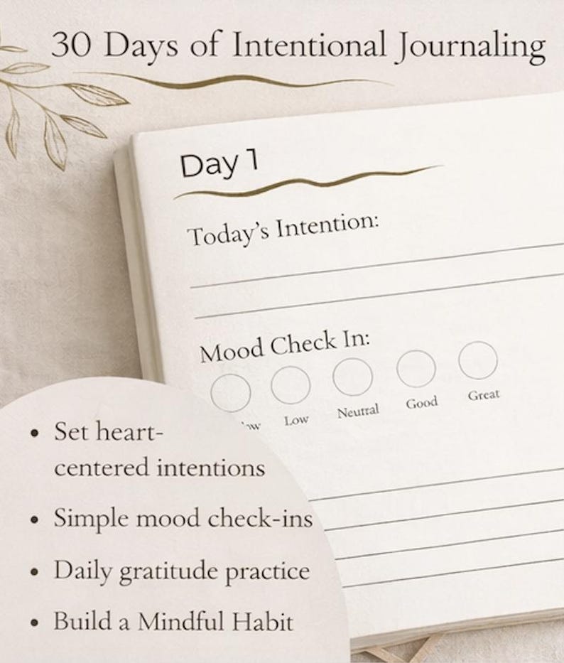 30 Day Wellness Journal Printable | Minimalist Daily Self Care ...