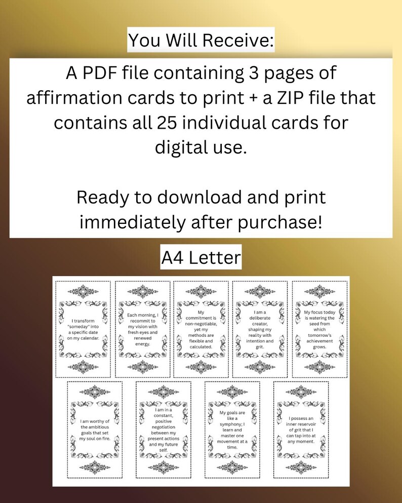 Goal Setting Affirmation Cards, 25 Printable Cards With Minimalist ...