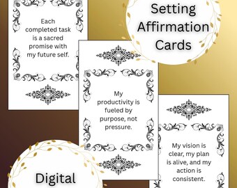 Goal Setting Affirmation Cards, 25 Printable Cards With Minimalist ...