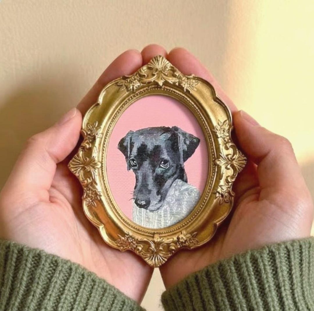Custom Pet Portraits, Hand-painted Custom Pet Portrait in Baroque Frame ...