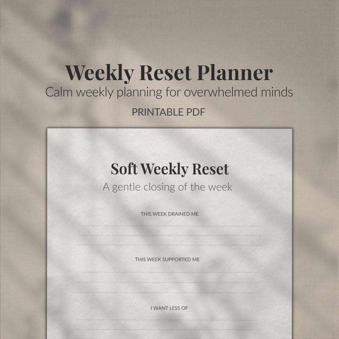 Weekly Reset Planner Printable PDF | Sunday Reset Routine | Calm Weekly ...