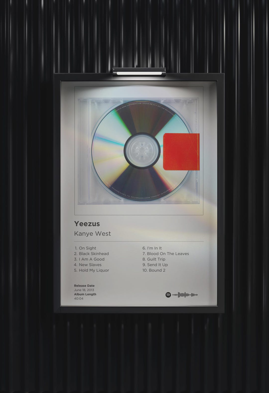 Kanye West Yeezus Poster | Minimalist CD Art | Red Tape Print ...