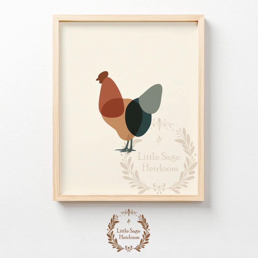 Modern Printable Chicken Art - Minimalist Farmhouse Wall Art, Rustic ...