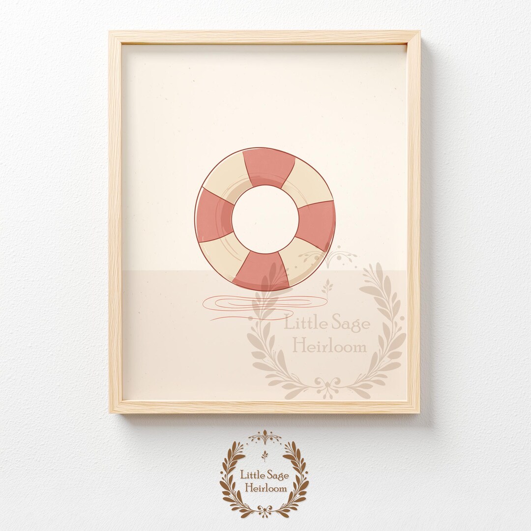 Minimal Nautical Lifebuoy Printable Art - Cute Coastal Nursery Decor ...