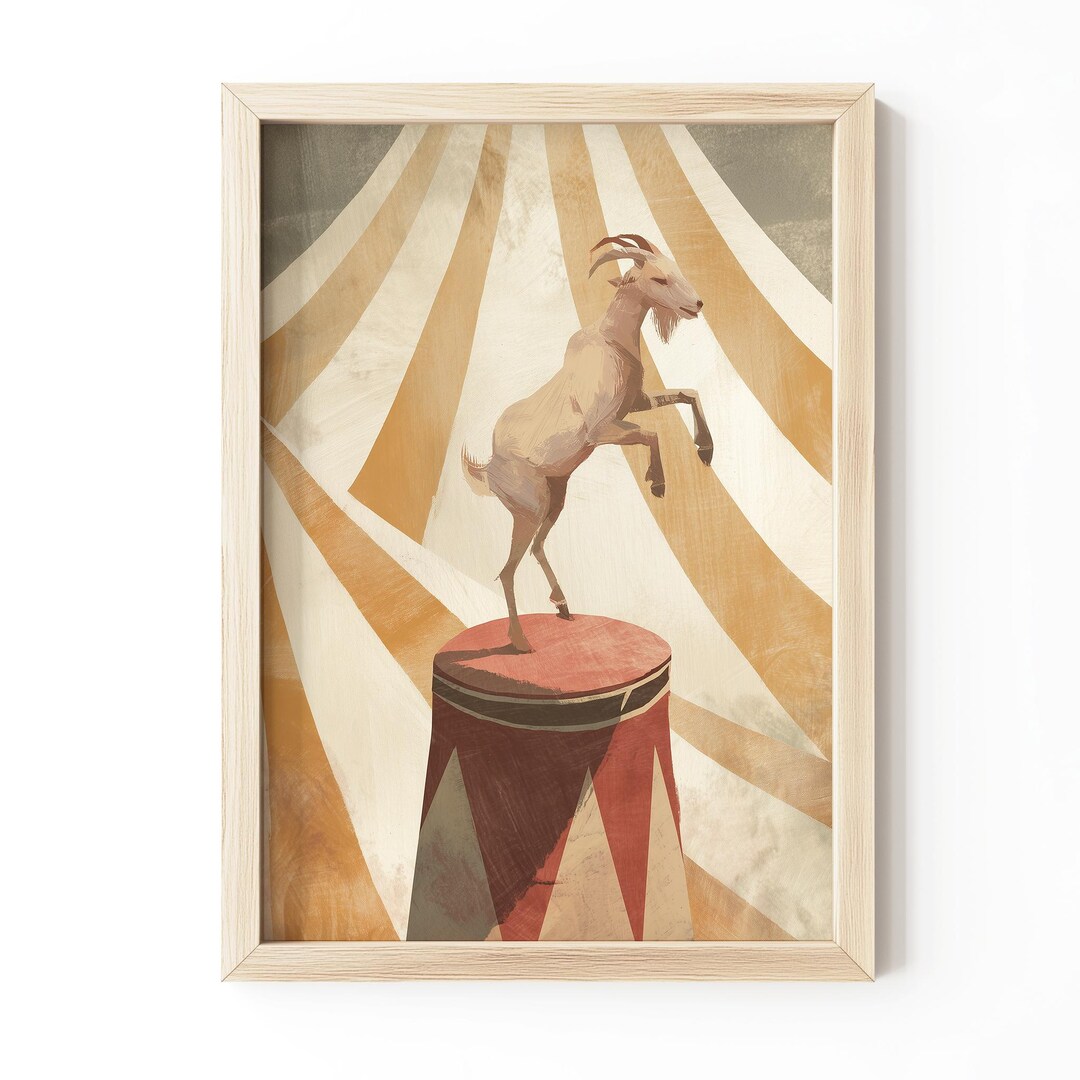 Vintage Circus Goat Printable - Retro Kids Room Art, Playful Nursery ...