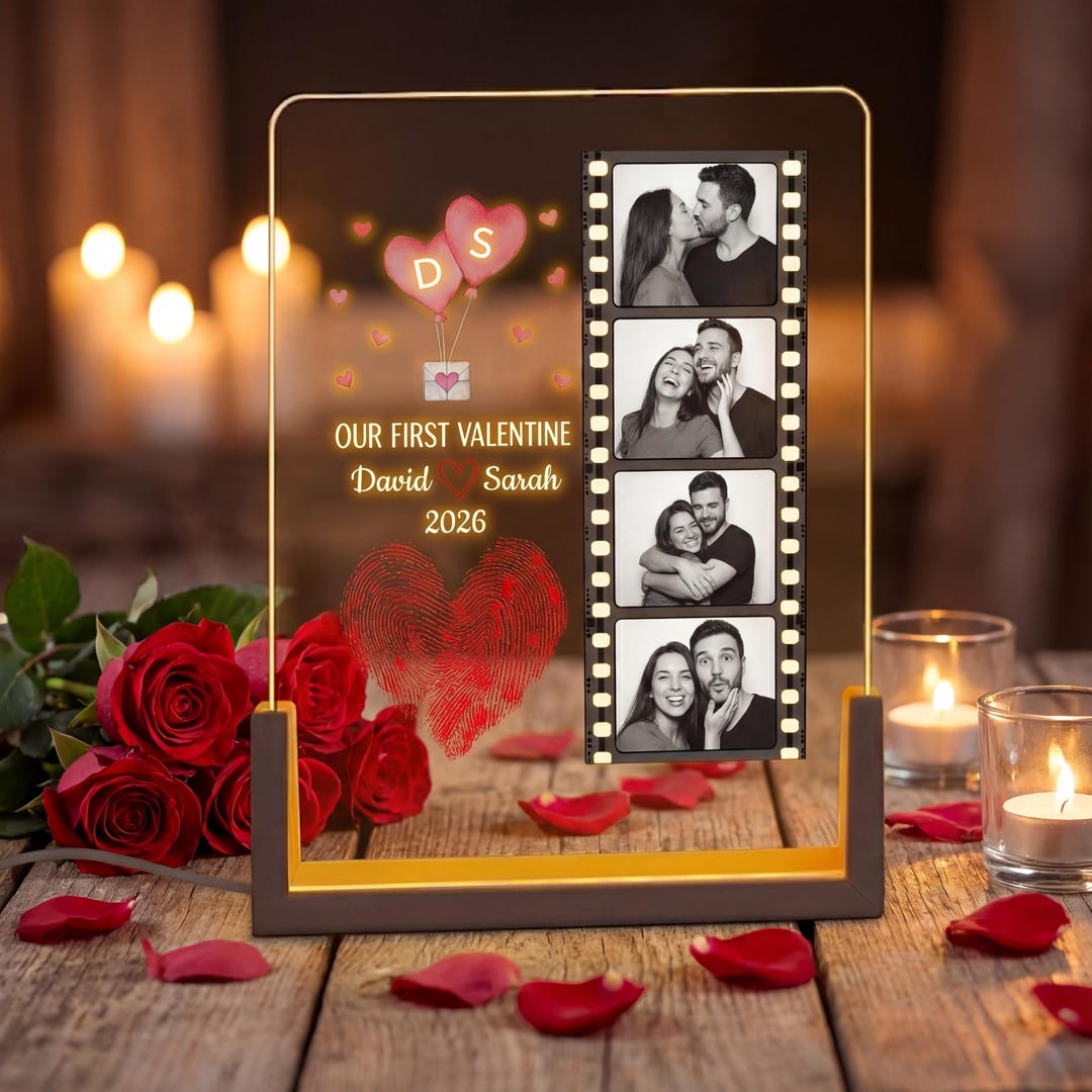 Personalized Couple Film Strip Photo Lamp, Custom Valentine Night Light ...
