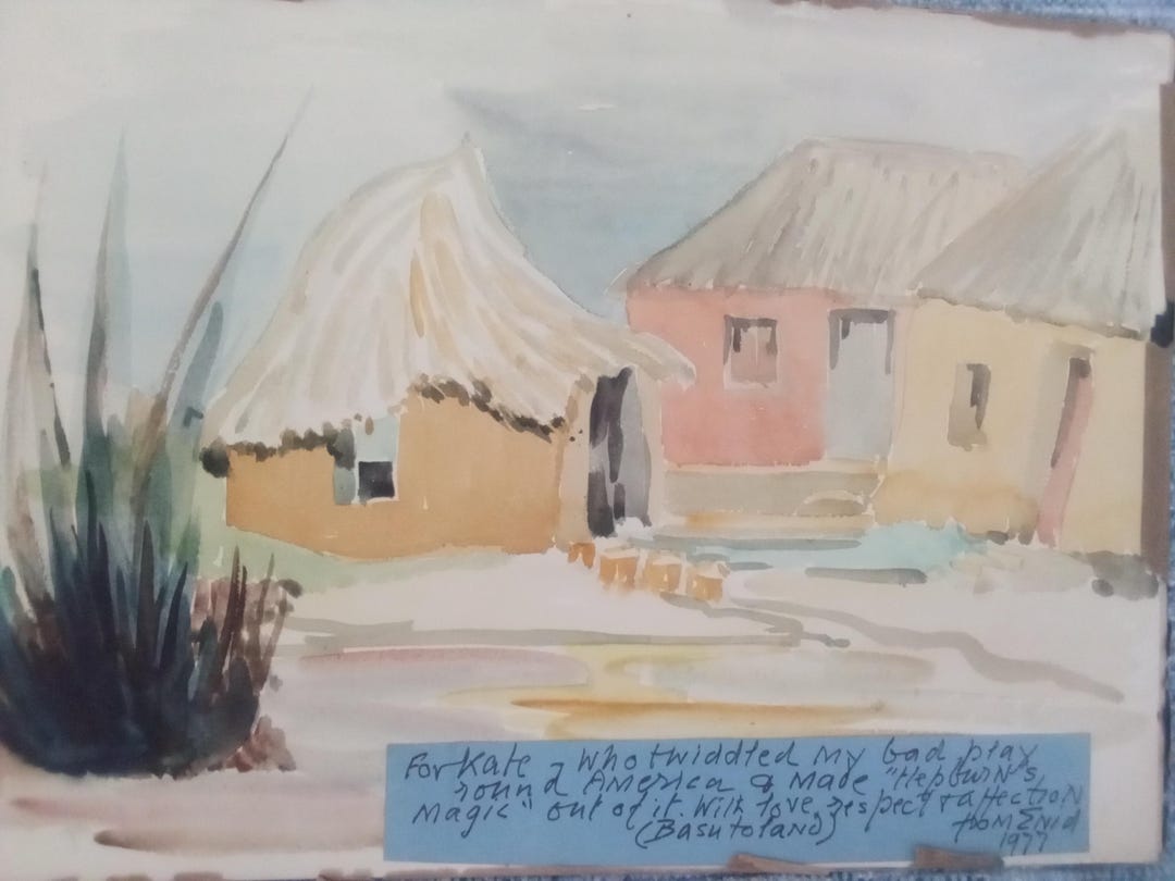 Enid Bagnold Vintage Watercolor Painting for Ms. Katharine Hepburn - Etsy