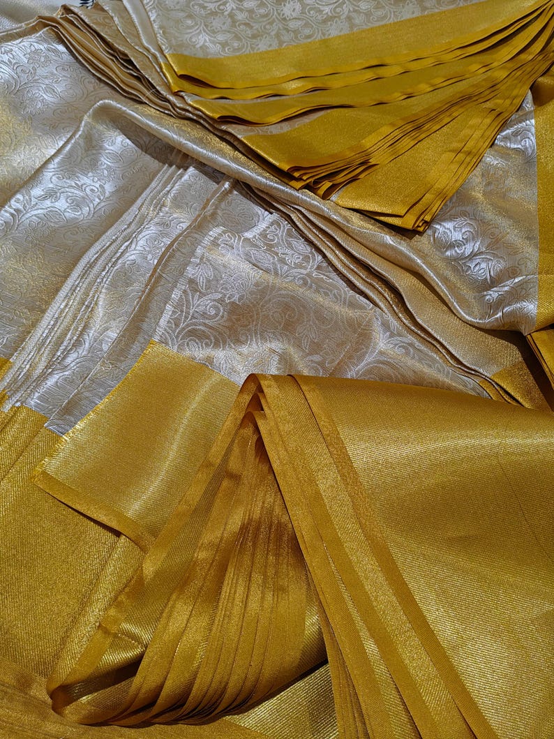 Nita Ambani Inspired Banarasi Soft Silk Saree Tissue Gold Jaal Work ...