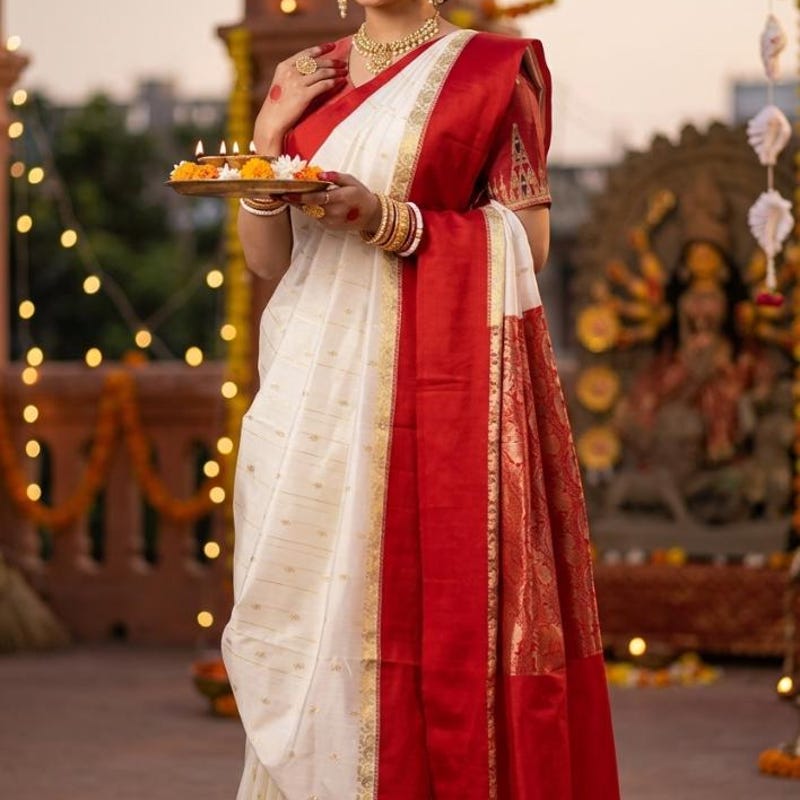 Durga Puja Bengali Saree - Etsy