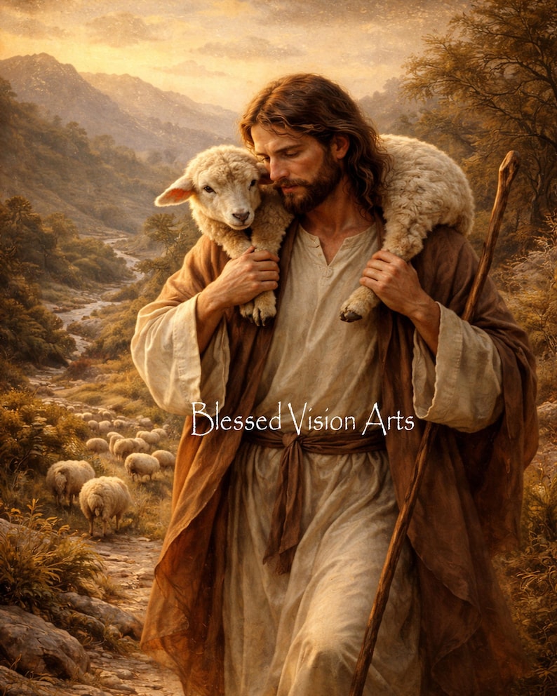 The Good Shepherd Painting, Jesus With Lamb, Christian Art (digital ...