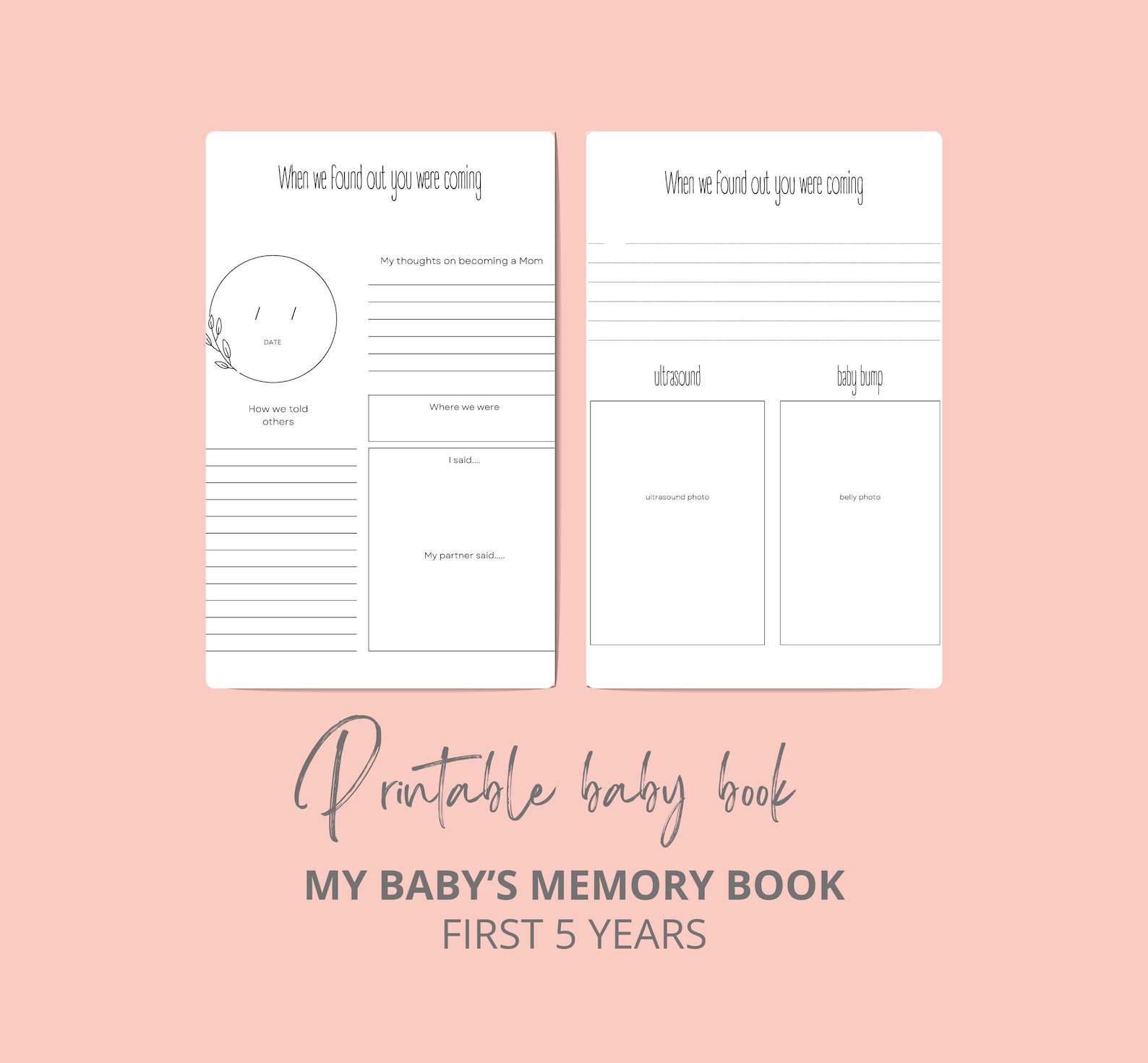 Baby's First Memory Book Printable | 87 Pages | Digital Baby Memory ...