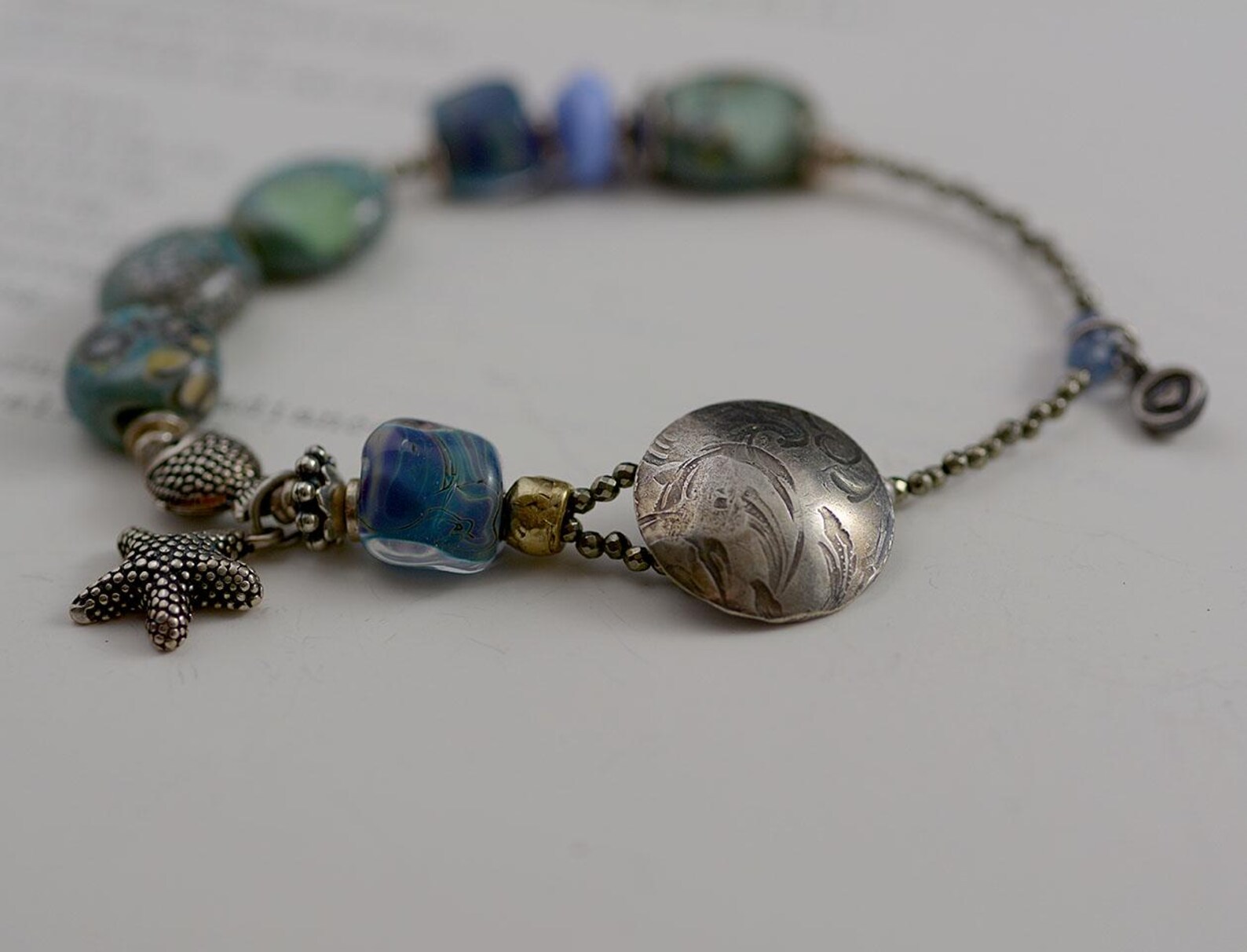 Art Bracelet With Fabricated Sterling Silver Button Closure, Bracelet ...