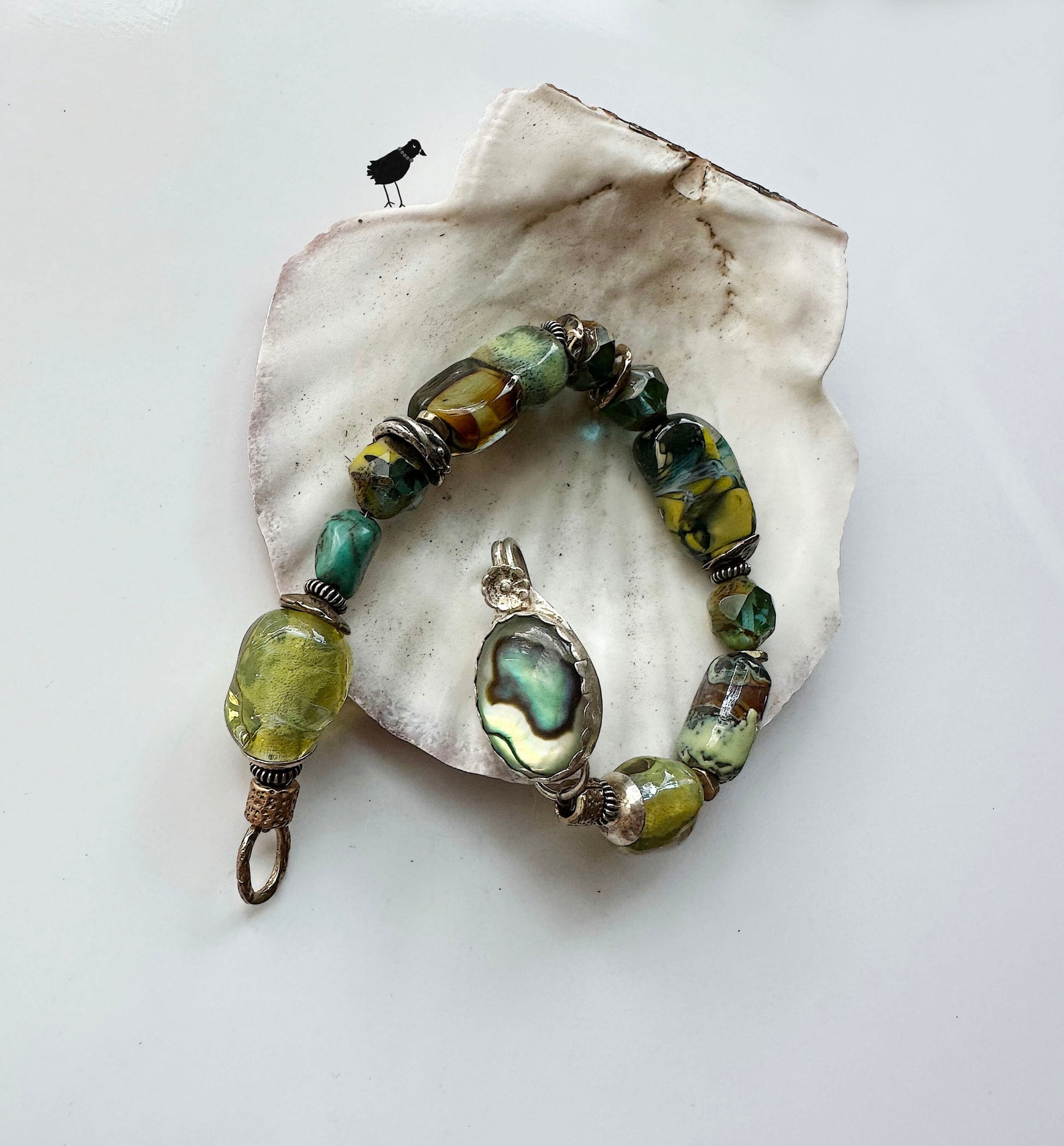 Artisan Made Silver Smith Lamp Bead Bracelet 'shadows' - Etsy