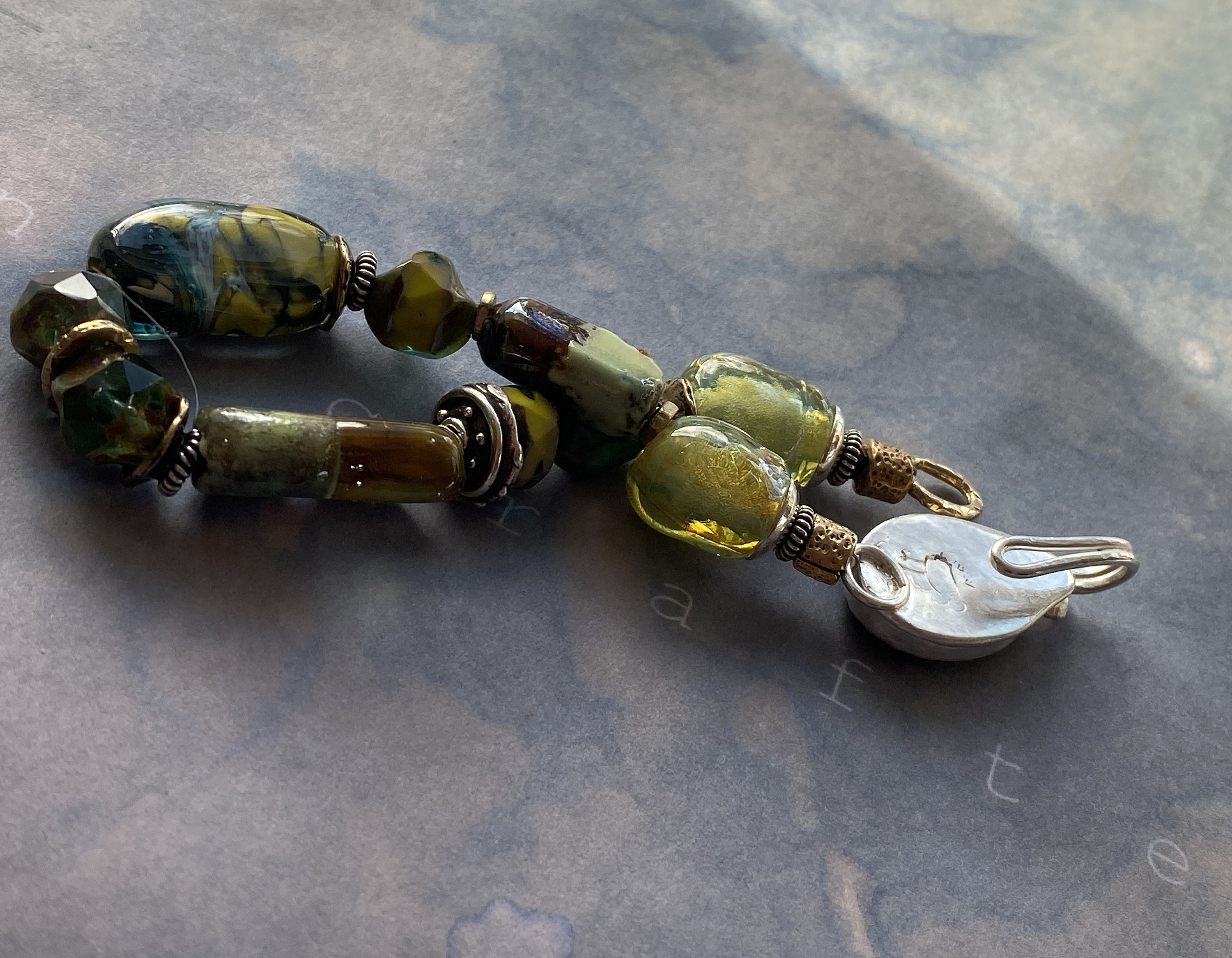 Artisan Made Silver Smith Lamp Bead Bracelet 'shadows' - Etsy