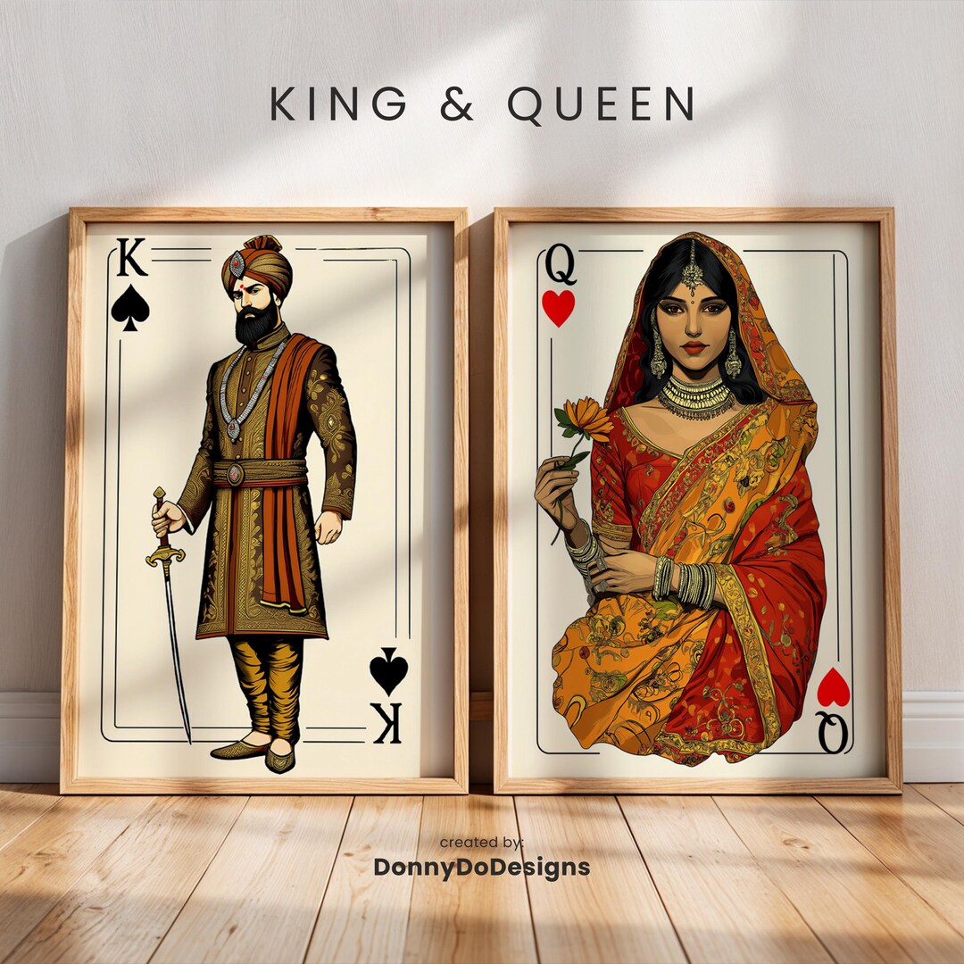 Royal Hearts & Spades – Indian Playing Card Couple Wall Art Set of 2 ...