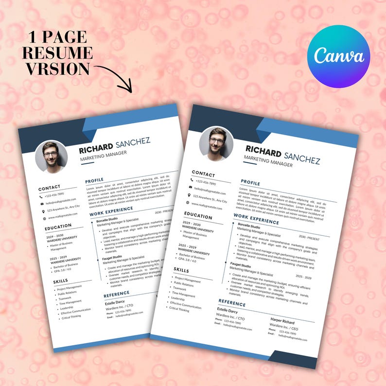 Modern Resume Template With Photo, 2026 Professional CV for Mac Pages ...