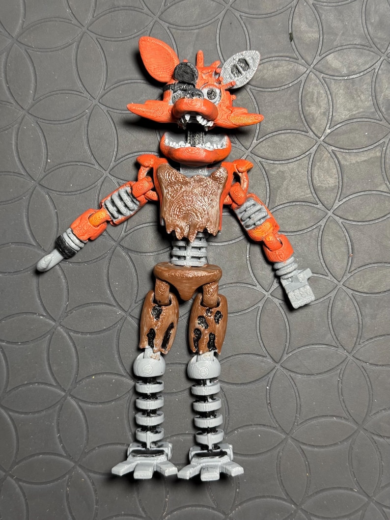 FNAF Withered Foxy Inspired Flexi-articulated-fidget-cartoon-3d Printed ...