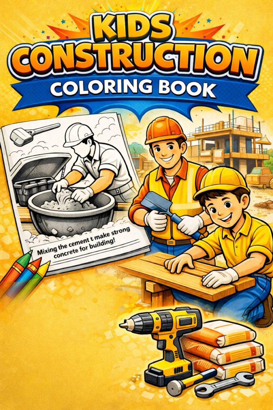 Construction Coloring Book – Vehicles, Builders & Tools Coloring Pages ...