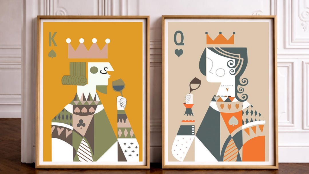 King and Queen Posters Set. Digital Preppy Art. Artistic Decoration ...
