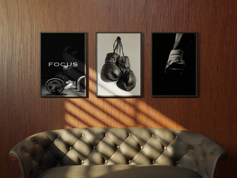 Boxing Wall Art Set of 3, Gym Motivation Focus Poster, Fighter Office ...