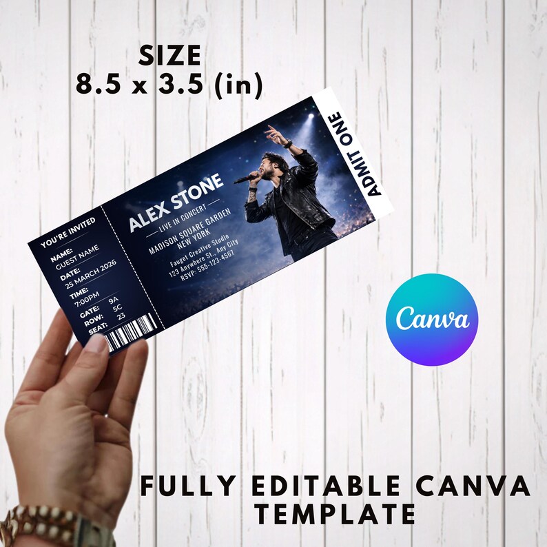 Editable Concert Ticket Bundle, DIY Tickets Template, Printable Custom ...