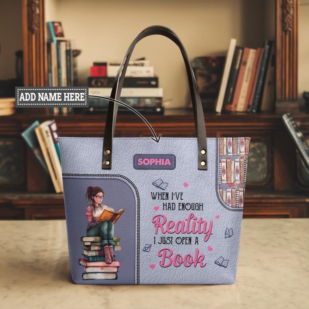 Premium Leather Tote Bucket Bag Classic Literature Inspired Vintage ...