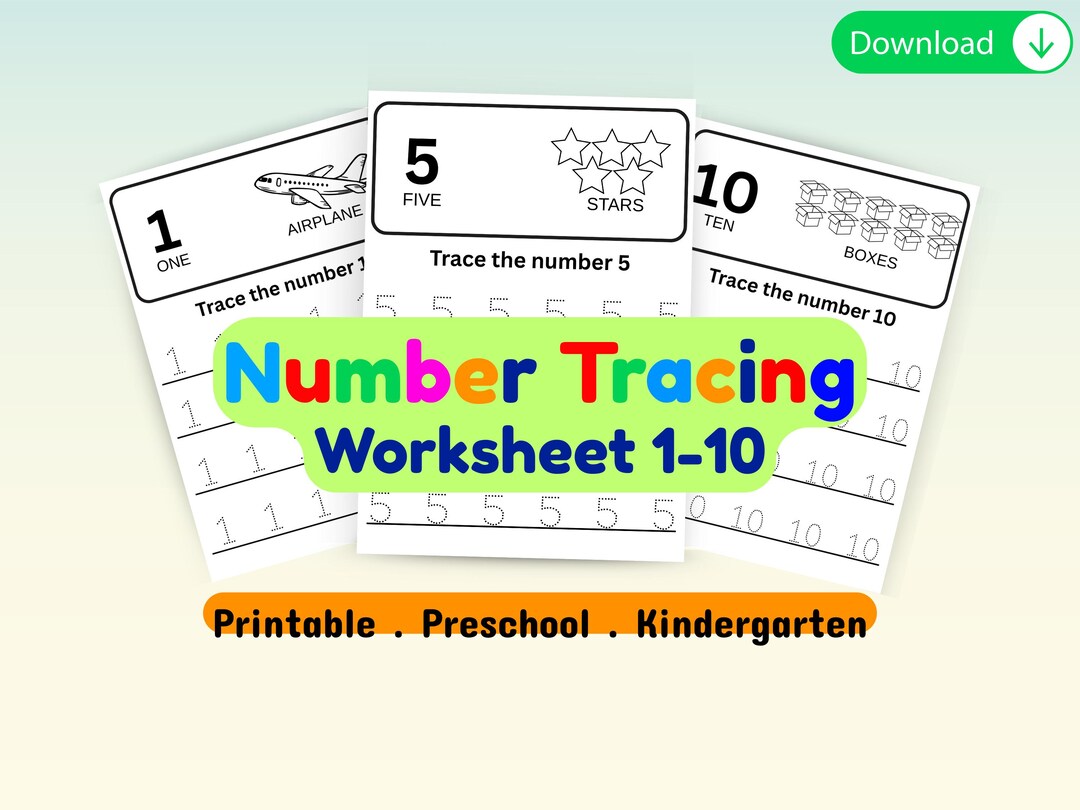 Number Tracing Worksheets 1–10 for Preschool & Kindergarten | Printable ...