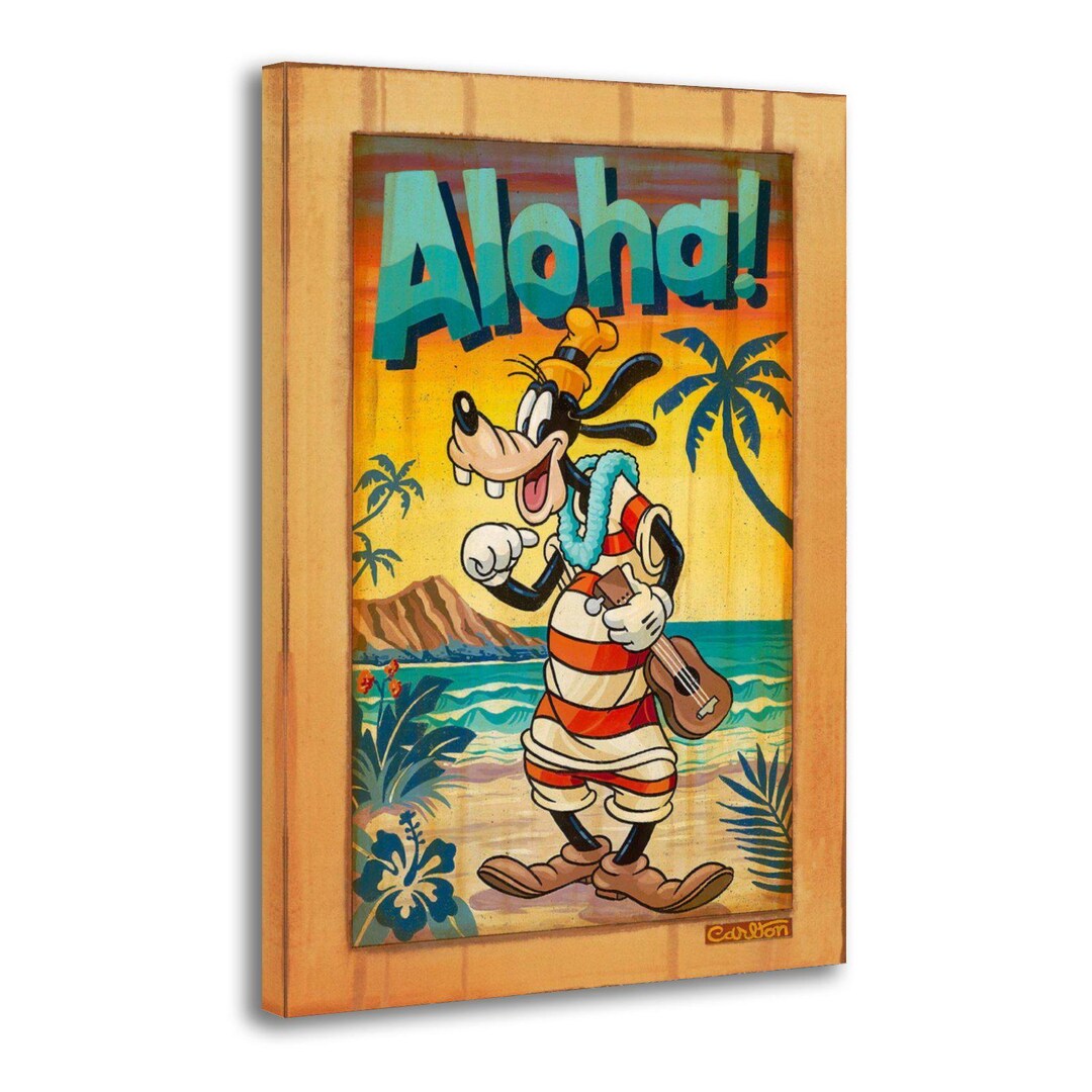 Goofy Aloha Hawaiian Retro Canvas Print - Tropical Beach Art for Kids ...
