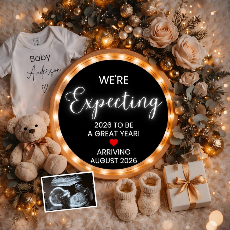 New Years Baby Announcement, January Ultrasound Reveal (digital PDF) - Etsy